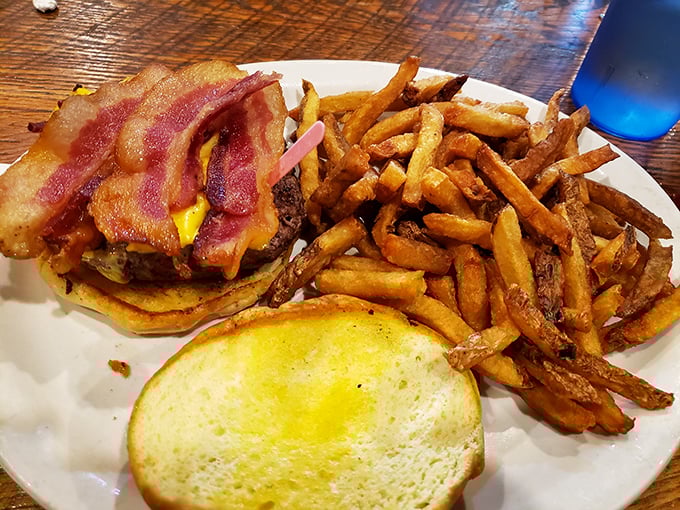 The burger that launched a thousand napkins—this bacon-topped beauty with hand-cut fries is why diets were made to be broken.