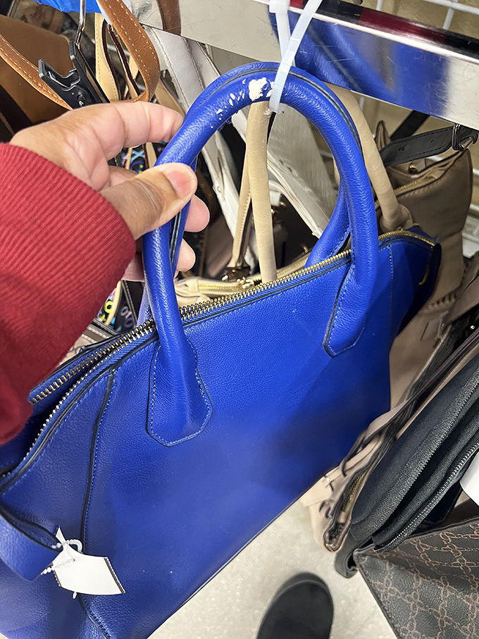 That electric blue leather handbag isn't just a purse&mdash;it's someone's fashion statement waiting for its second act at a fraction of retail.