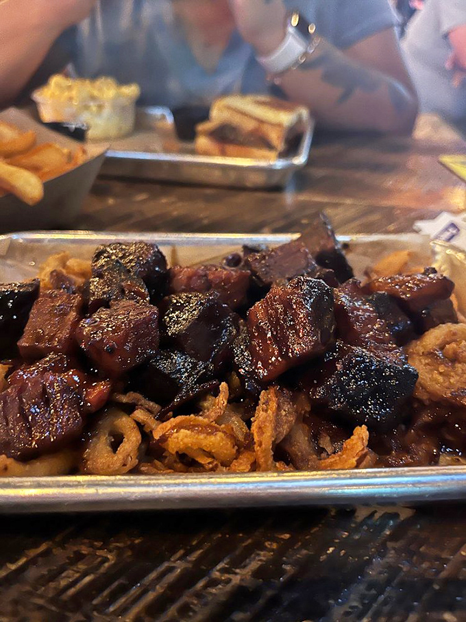 Burnt ends&mdash;the barbecue equivalent of striking gold. These caramelized brisket nuggets are what meat dreams are made of, glistening with smoky promise.