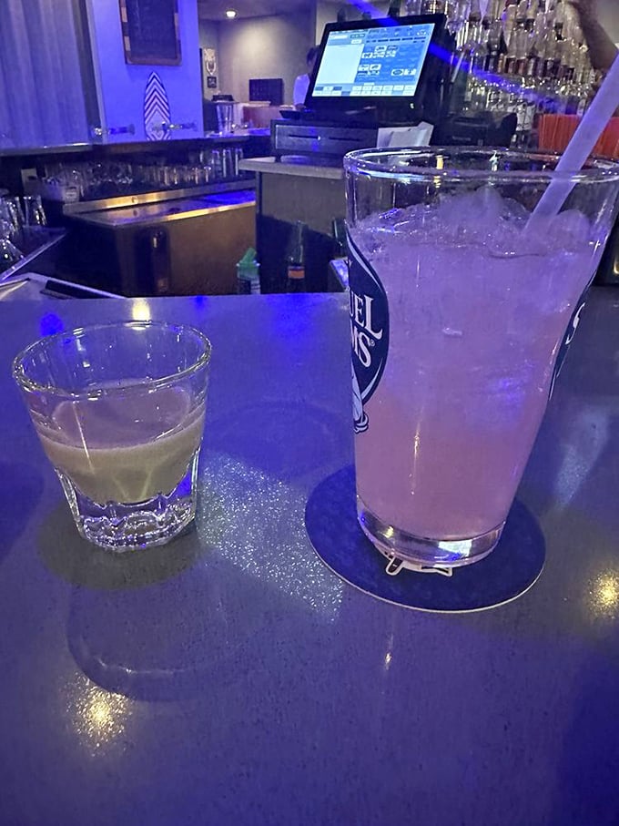 At Triple B, even the drinks get dressed up for the occasion. That pink concoction isn't just a beverage&mdash;it's a supporting character in your meal's story.