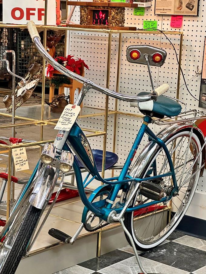 That turquoise bicycle isn't just transportation; it's someone's childhood freedom, first date, or paper route companion, now waiting for its next chapter.