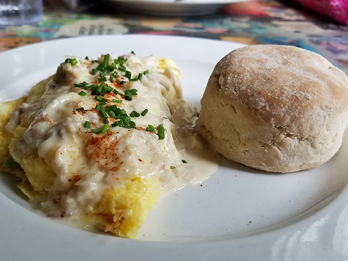 Not all biscuits are created equal &ndash; Surrey's pillowy clouds paired with creamy gravy prove that breakfast really can solve most of life's problems.
