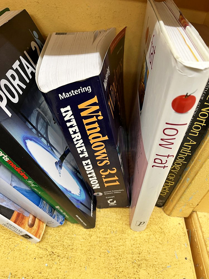 Computer manuals from 2011 next to gourmet cookbooks&mdash;the literary equivalent of finding Brad Pitt sitting next to your high school math teacher.