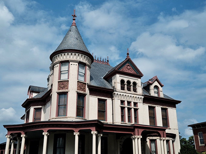 Victorian splendor at its finest! This architectural confection looks like it was designed by someone who believed more is more &ndash; and they were right.