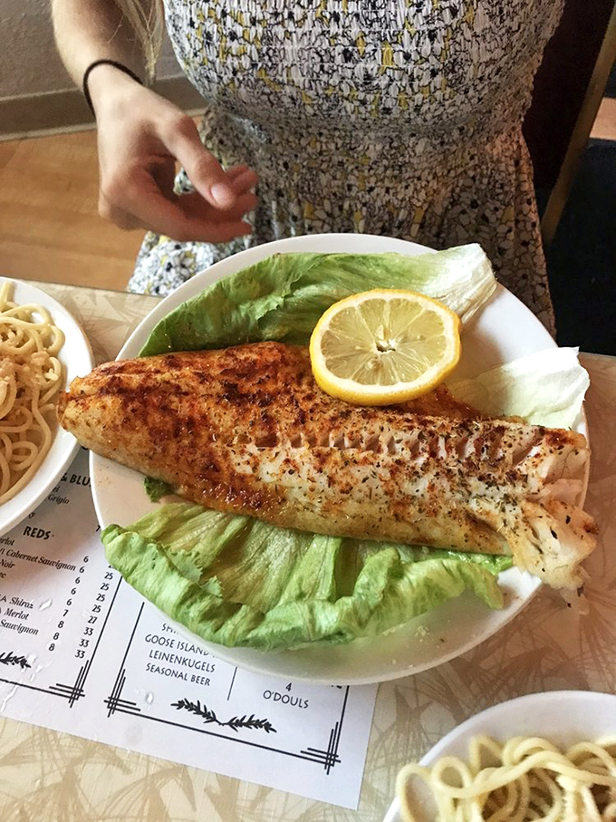 The Canadian walleye proves Northwestern isn't just about beef. This perfectly seasoned fish gets the same reverent treatment as its meatier menu companions.