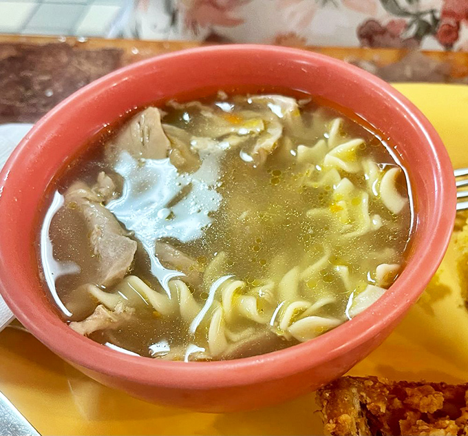 This chicken soup doesn't just warm the body&mdash;it recalibrates the soul. Homemade noodles swimming alongside chunks of chicken in liquid gold.