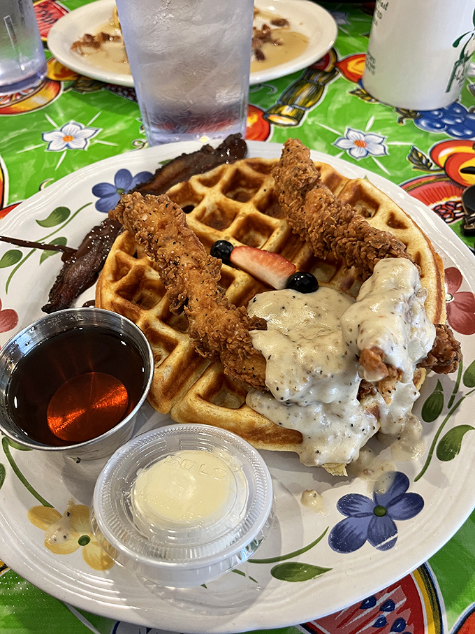 Chicken and waffles: the breakfast equivalent of finding out your high school crush also liked you. Sweet, savory, and worth the decades-long wait.