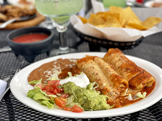 Enchiladas that could make a grown adult weep with joy. The sauce-to-cheese ratio here is what mathematicians call "the golden delicious ratio."