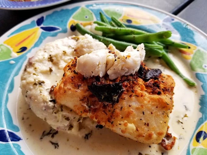 Fish and chips so perfectly executed, it could make a British pub-goer weep with joy while simultaneously booking a flight to Virginia.