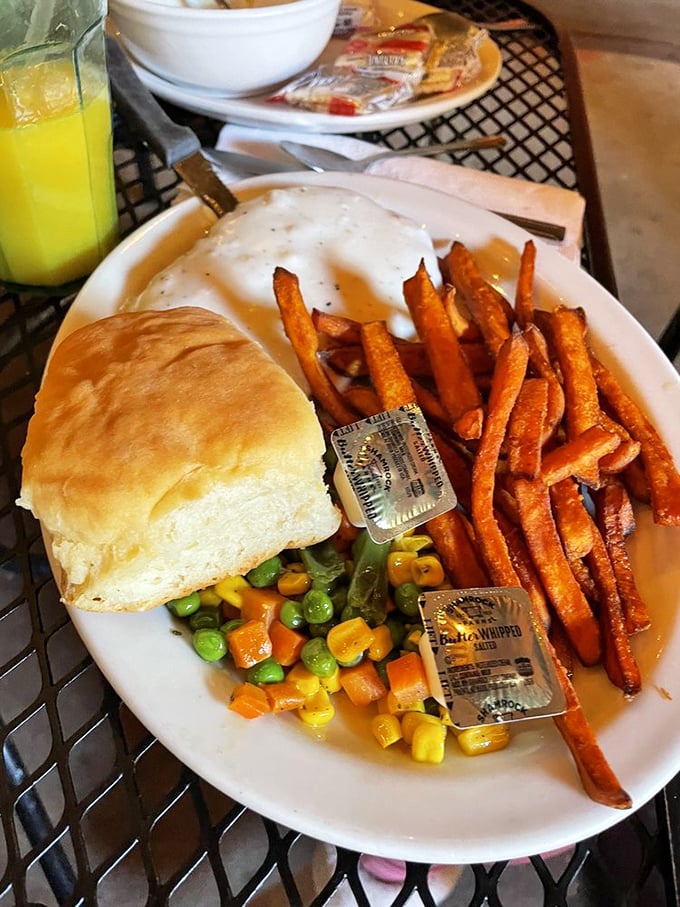 Sweet potato fries and a sandwich that could feed a small hiking party. In Sedona, even lunch portions are on a geological scale.