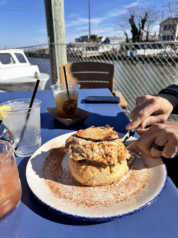 That moment when you realize you'd happily swim across the Murderkill River just for another bite of this heavenly crab dip.