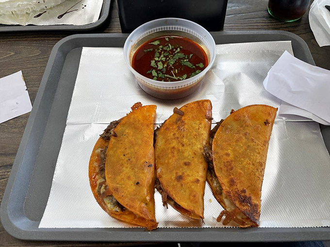 Golden-fried tacos that shatter with each bite, paired with vibrant salsa that cuts through richness&mdash;proof that simplicity, when done right, is revolutionary.