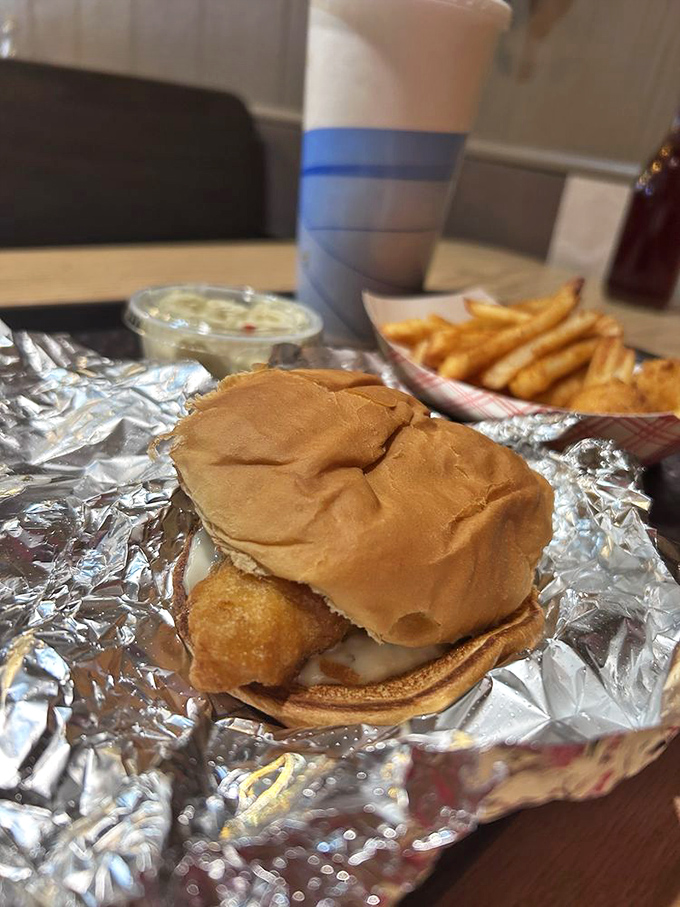 This fish sandwich doesn't need fancy aioli or artisanal bread to impress&mdash;just honest-to-goodness fried perfection tucked into a soft bun.