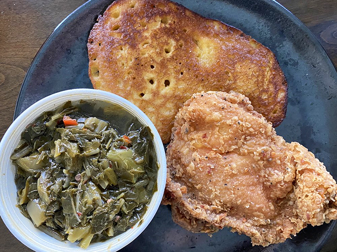 Cornbread, collards, and chicken &ndash; the Southern trifecta that makes you wonder why you'd ever eat anything else.