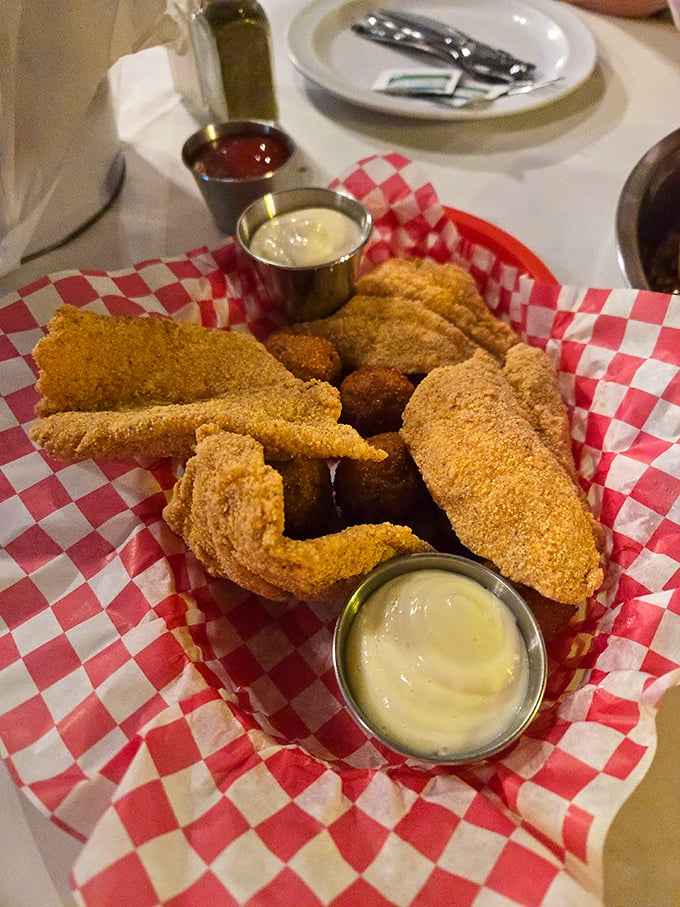 Calamari and popcorn shrimp served with dipping sauces that make you wonder why you ever bothered with ketchup in the first place.