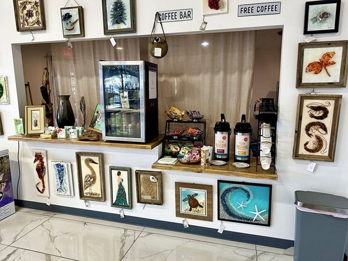 The Coffee Bar offers liquid fortification for serious treasure hunters. Because antiquing is not a sprint&mdash;it's a caffeinated marathon.