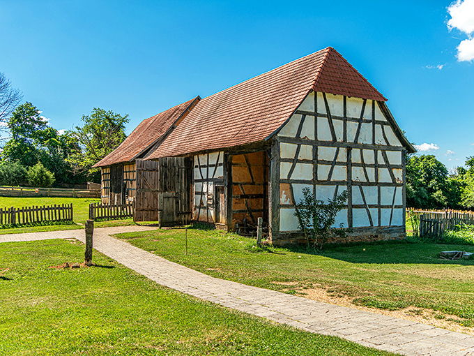 This timber-framed wonder at the Frontier Culture Museum shows how German settlers brought architectural traditions across the Atlantic&mdash;home is where the half-timber is!
