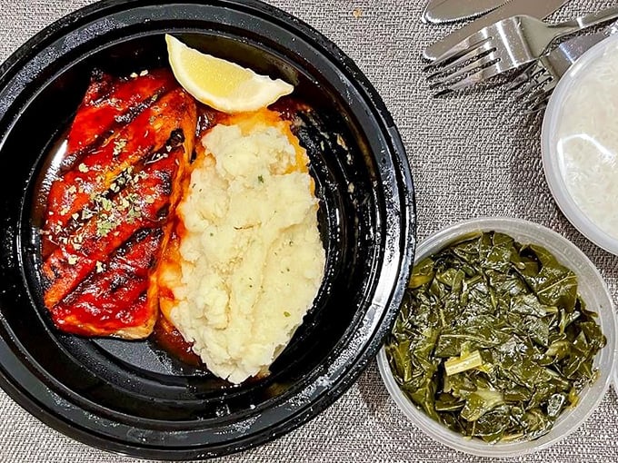 That salmon has clearly been introduced to flame in the most flattering way possible, while those collard greens have been simmered to silky perfection.