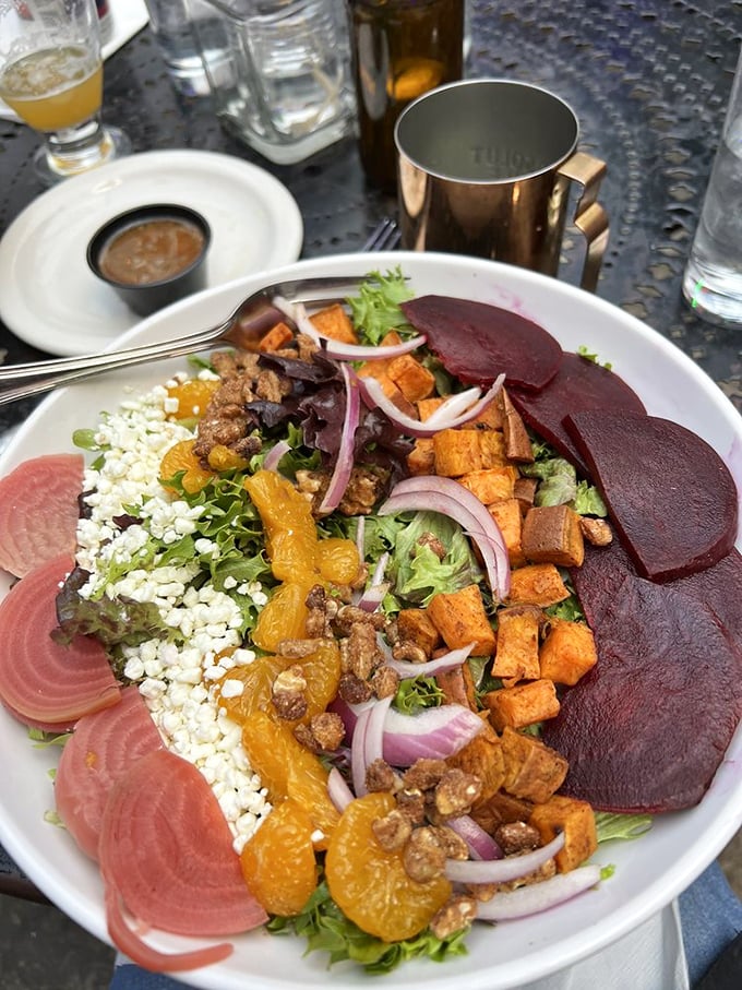 This harvest salad isn't just eating your vegetables&mdash;it's a colorful canvas of beets, sweet potatoes, and goat cheese that makes virtue feel like indulgence.