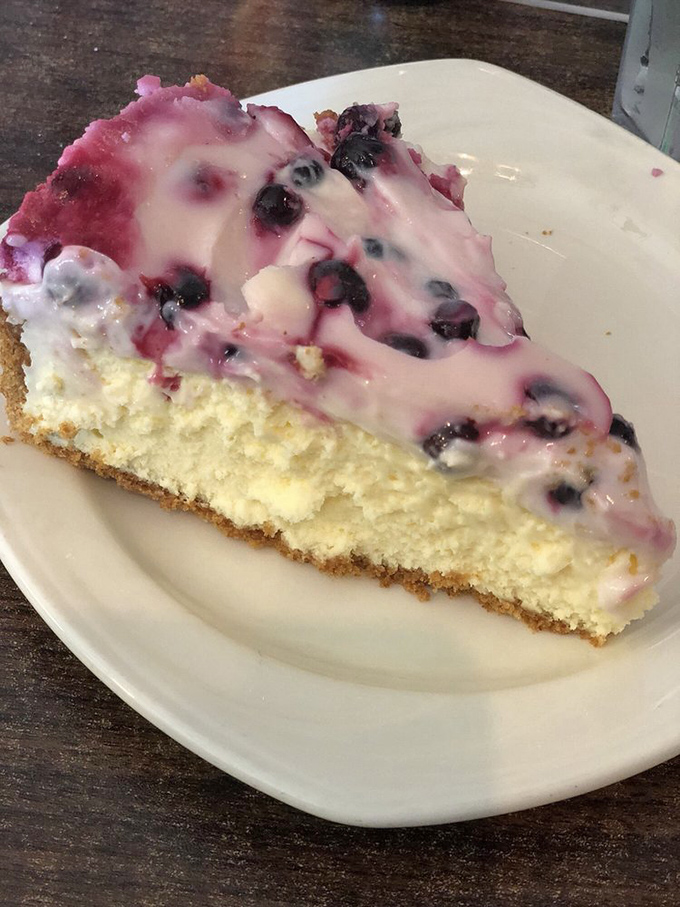 Huckleberry cheesecake that makes you understand why bears risk it all during berry season. Worth every mile of the drive.
