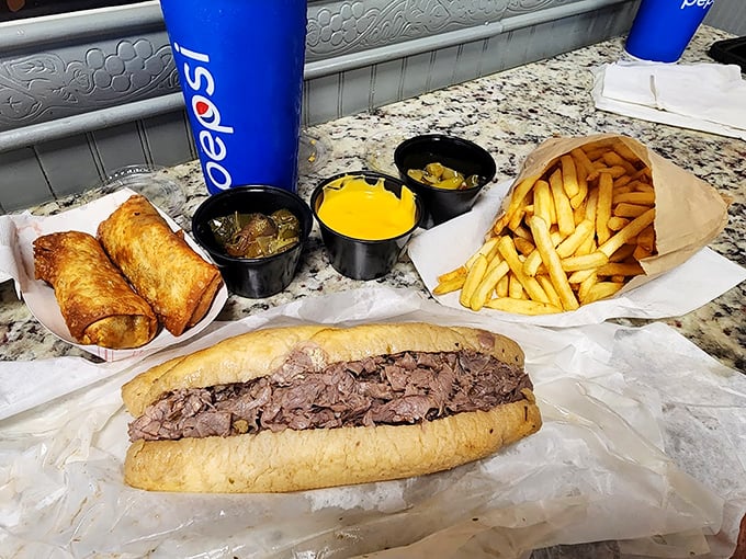 The Italian beef in its natural habitat&mdash;surrounded by golden fries and cheese sauce. This is what happiness looks like in sandwich form.