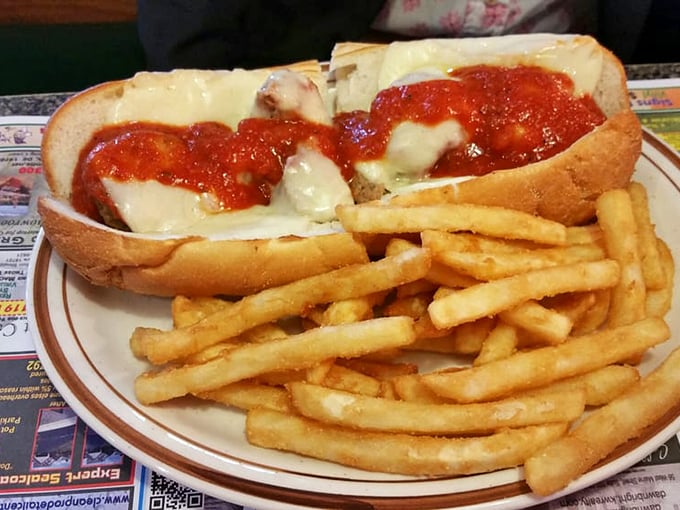 This meatball parm sandwich doesn't just satisfy hunger&mdash;it obliterates it. Melted cheese stretches with each bite while crispy fries stand ready for the inevitable sauce dip.