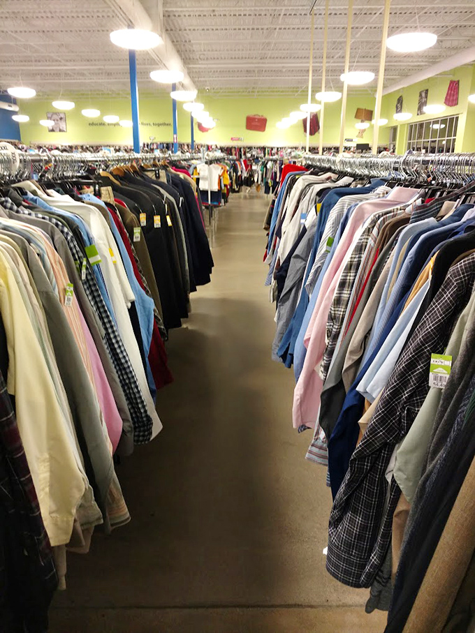 The men's section forms a sea of possibilities&mdash;where that perfect interview shirt or date night button-down might be hiding between plaid and pinstripes.