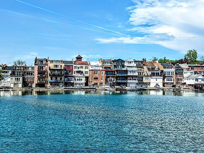 Cloud formations painting a dramatic backdrop over waters clear enough to count pebbles on the lake floor. Bob Ross would definitely call these "happy little clouds."
