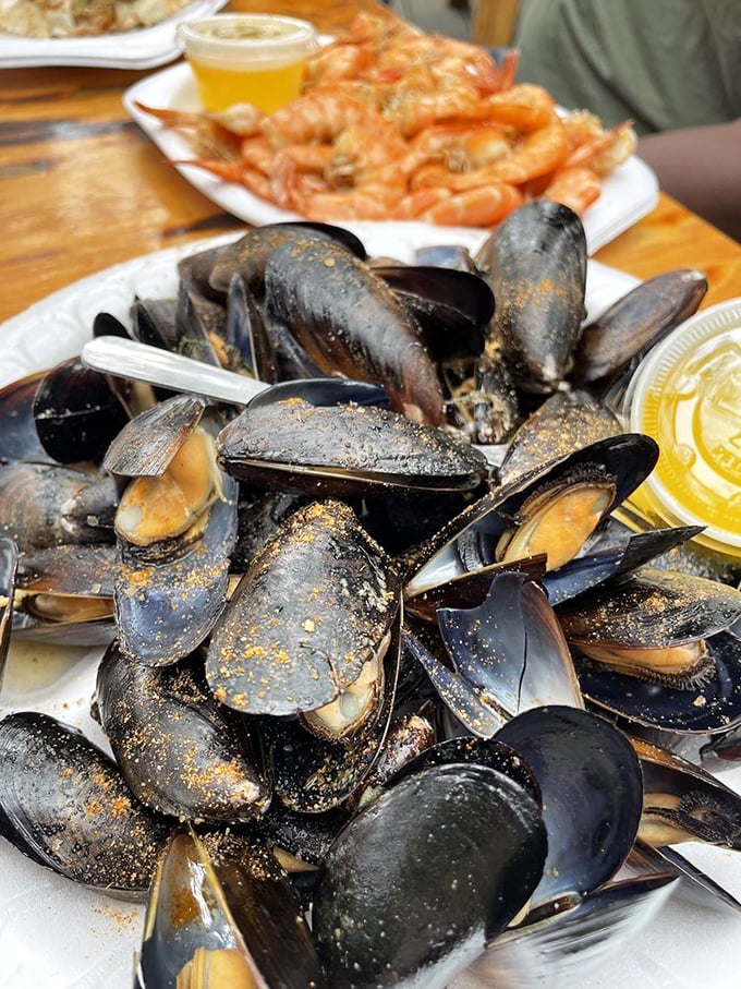 These mussels didn't spend all that time working out in the ocean just to be ignored. Plump, briny perfection awaiting your fork.