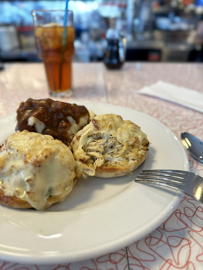 These open-faced crab melts are Delaware on an English muffin&mdash;seafood perfection that would make Poseidon himself order seconds.