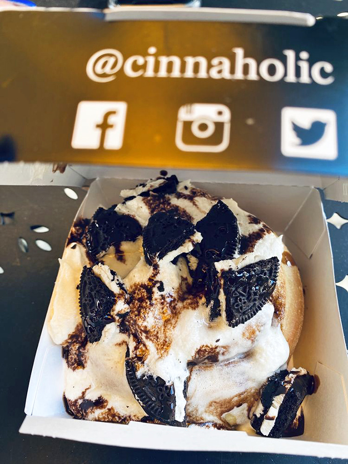 Cookies and cream meets cinnamon roll in a mashup that would make Dr. Frankenstein proud. This monster creation proves some experiments go deliciously right.