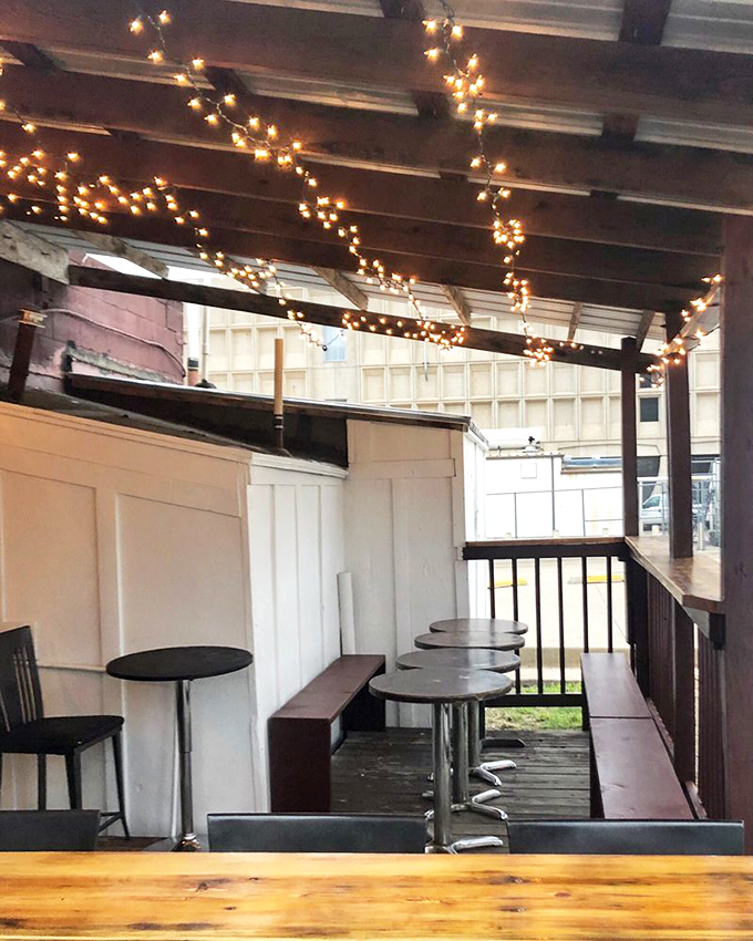The patio at Cookie's: where fairy lights transform an ordinary Oklahoma evening into something just a little bit magical.