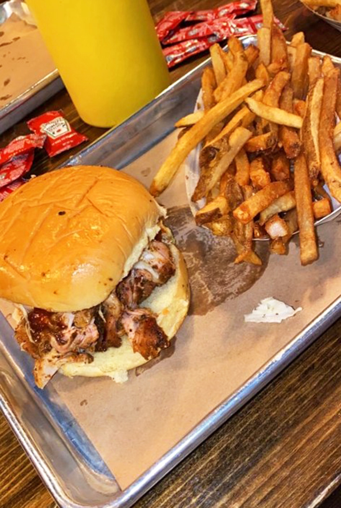 A sandwich that requires both hands and several napkins is always a good sign. The golden fries are just a bonus.