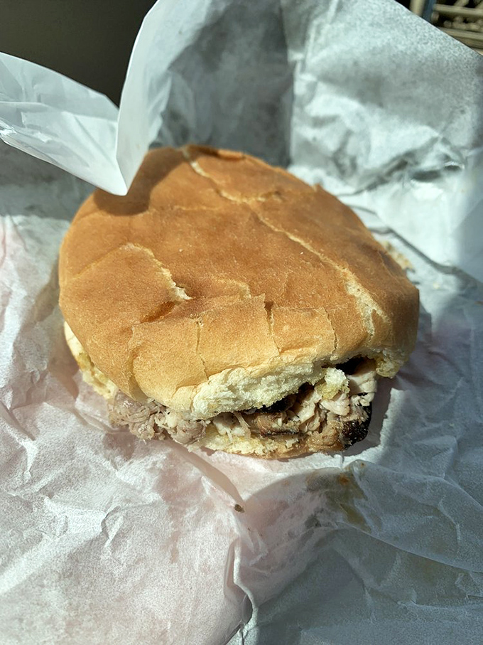 The humble pulled pork sandwich &ndash; where bread knows its role is merely to deliver smoky, tender meat to your face with minimal interference.