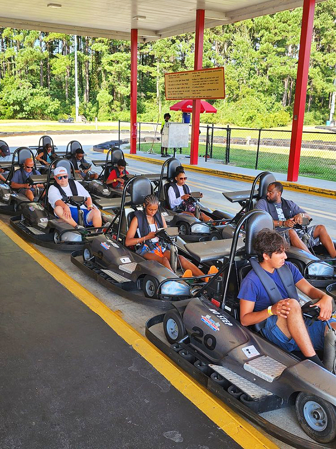 The starting grid looks like a miniature Monaco Grand Prix. That focused look on every driver's face? Pure competitive spirit in action.