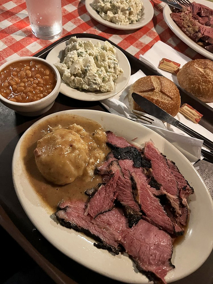 The pink center of perfectly roasted beef, the creamy potato island in a sea of gravy&mdash;this plate isn't trying to impress Instagram, it's aiming straight for your soul.