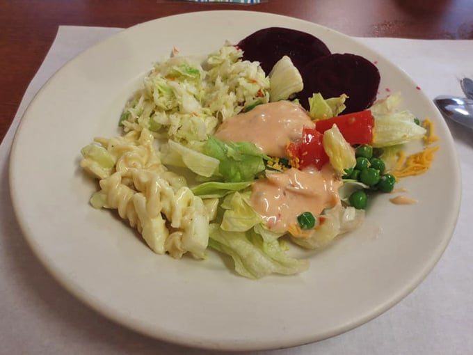 A salad bar creation that proves vegetables can be exciting when they're fresh, colorful, and dressed for success.