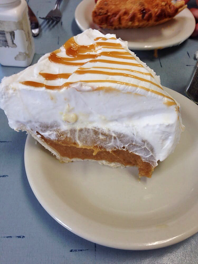 Butterscotch pie that should come with a warning label: "May cause involuntary noises of delight." Worth every calorie and then some.