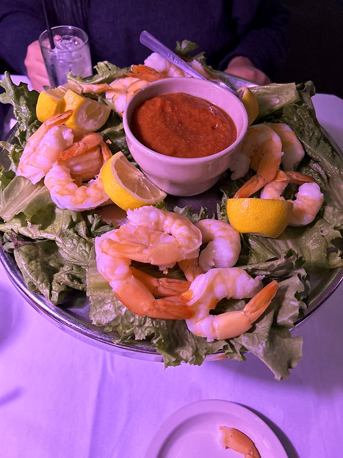 Plump Gulf shrimp perched on crisp lettuce &ndash; the classic steakhouse appetizer that somehow never gets old, especially with that zesty cocktail sauce.