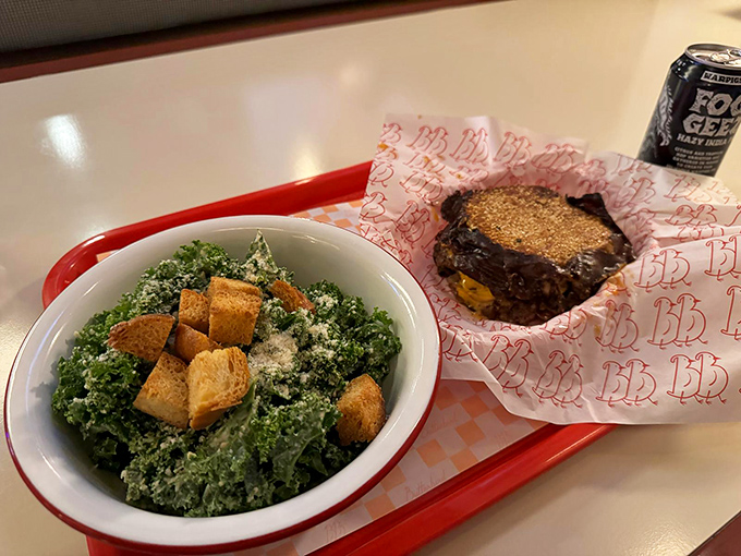 When kale Caesar meets a perfect smashburger, it's like Pavarotti duetting with Springsteen&mdash;unexpected, but somehow they're better together.