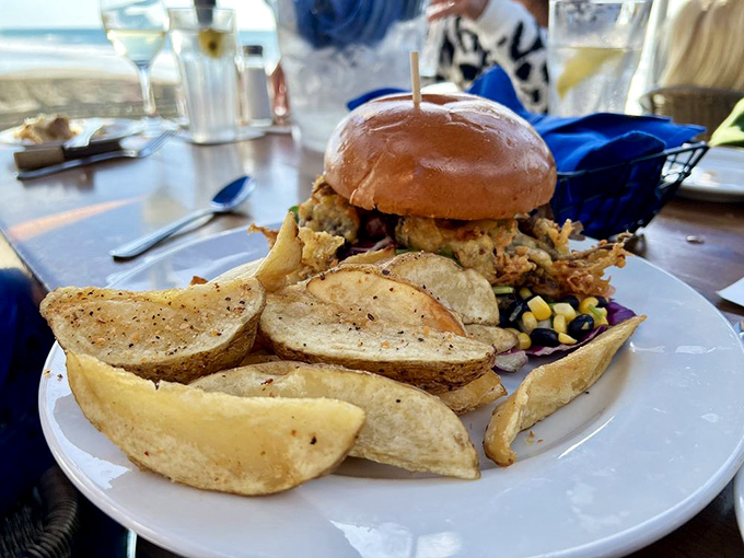 This isn't just a sandwich; it's architecture. Seafood skyscrapers like this are why napkins were invented&mdash;and why diets are abandoned.