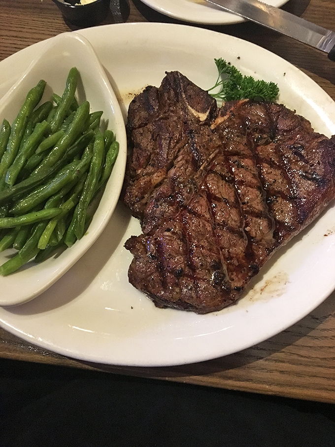 Sometimes simplicity is perfection: a beautifully charred steak alongside vibrant green beans. Nature and nurture on one plate.
