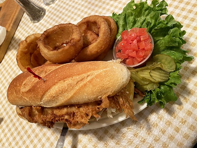 This tenderloin sandwich doesn't just hang over the edge of the plate &ndash; it's practically filing for independence.
