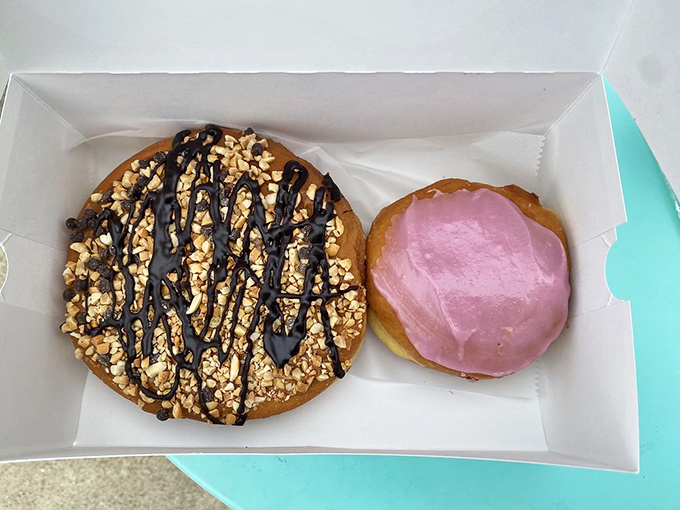 A study in contrasts: nutty chocolate decadence meets vibrant strawberry sweetness. It's the buddy comedy of breakfast pastries we didn't know we needed.