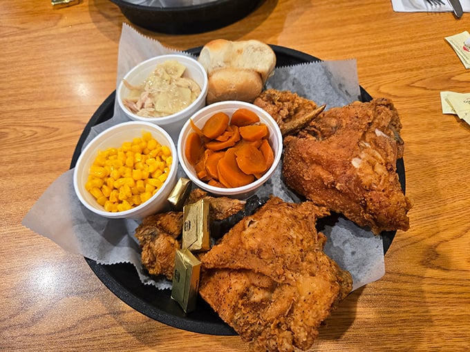 You&rsquo;ll love diving into this crispy fried chicken dinner, served with plenty of warm sides for a true comfort meal.