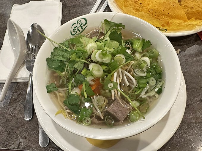 A bowl of Vietnamese pho that's worth the slurping sounds you'll inevitably make. Those fresh herbs and green onions aren't just garnish&mdash;they're game changers.