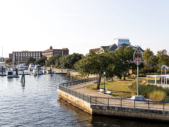 The waterfront promenade—where history, nature, and the occasional unleashed toddler coexist in remarkable harmony.