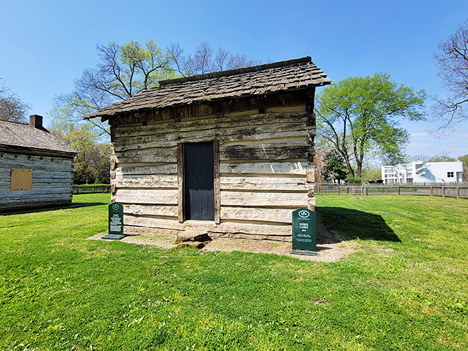 This humble log cabin whispers stories of frontier life&mdash;a stark reminder that utopian dreams in New Harmony began with simple, practical shelters.