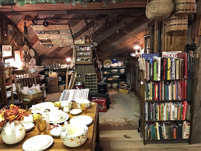 Books and dishes living in perfect harmony. That cookbook might contain your great-grandmother's long-lost pie recipe.