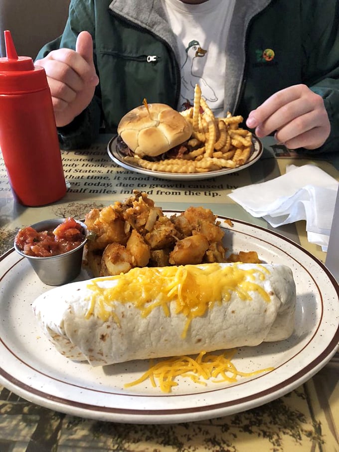 This breakfast burrito isn't messing around&mdash;cheese-topped, salsa-sided, and potato-packed, it's the morning meal that might just carry you through to dinner.